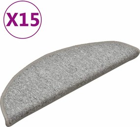Schodové rohože 15 ks 56 x 17 x 3 cm světle šedé, půlkulaté 322370