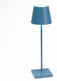 Stolní lampa Zafferano Poldina LED, dobíjecí baterie, matná, modrá