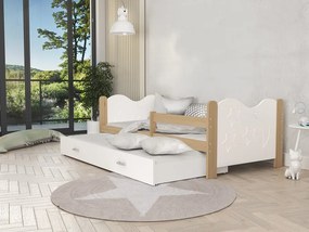 Dětská postel Denis s přistýlkou - přírodní/bílá