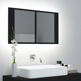 vidaXL LED koupelnová skříňka se zrcadlem 80x12x45cm akryl [804968] Barva: Černá