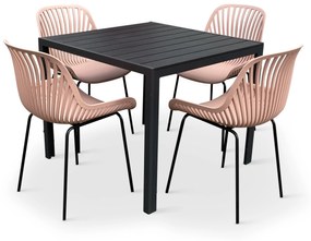 Nábytek Texim Elegantní zahradní set - Viking M + 4x židle GABY růžová