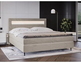 Kontinentální postel s osvětlením Eurybia, Rozměr postele: 180 x 200 cm, Potah: Ekokůže Soft 011 (černá)