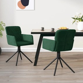 vidaXL Otočné jídelní židle 2 ks samet [344799] Barva: Tmavě zelená