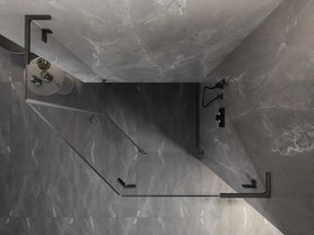 Mexen Lunar, L pravý výklopný pětiúhelníkový sprchový kout 90x80 cm, 8mm čiré sklo, profil grafit broušený, 831L-090P-080L-66-00-P