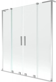 Mexen Velar L Duo, 2-křídlová posuvná vanová zástěna 150 x 150 cm, 8mm čiré sklo, chromová, 896-150-003-02-01