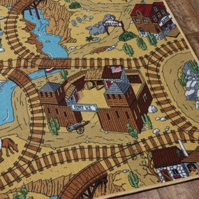 AladinWorld Expres, Dětský kusový koberec Western čtverec, 200x200, vícebarevná, dětský pokoj
