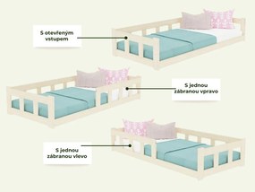 Benlemi Nízká jednolůžková postel FENCE 4v1 se zábranou Zvolte barvu: Světle šedá, Zvolte rozměr: 80x200 cm, Zvolte zábranu: S otevřeným vstupem