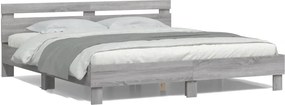 vidaXL Rám postele s čelem a LED osvětlením 160 x 200 cm [3207535] Barva: šedá sonoma