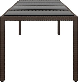 Zahradní stůl se skleněnou deskou hnědý polyratan 310595