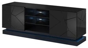 TV stolek Agnes 160, Osvětlení: osvětlení LED RGB - barevné, Barva: černý / černý lesk