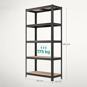 Ocelový regál, černý, sada 2 ks