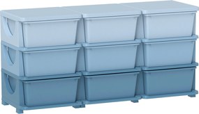 HOMCOM komoda s 9 zásuvkami pro děti – organizér na hračky, modrý, 113 x 37 x 56,5 cm – pro děti 3–6 let | Aosom