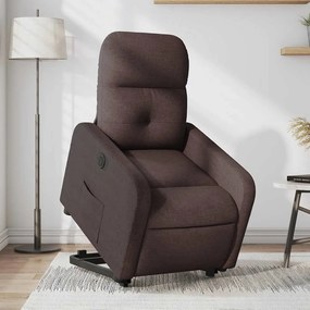 Elektrické zvedací polohovací křeslo tmavě hnědé textil 3206818