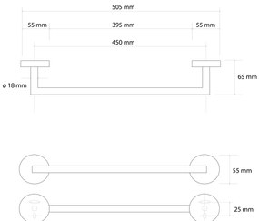 Sapho, X-ROUND GOLD držák na ručníky 450mm, zlatá, XR402GB