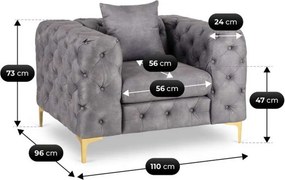 Křeslo Casur Velvet, šedá