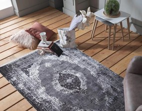 Luxusní vintage koberec šedé barvy s třásněmi Šířka: 80 cm | Délka: 150 cm