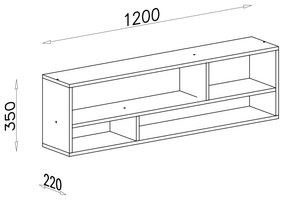 PIXEL | závěsná police PX12 | 120 cm | dub/bílá lux