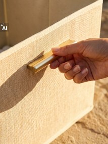 Sinsay - Úložný box s pleteným předním dílem - béžová