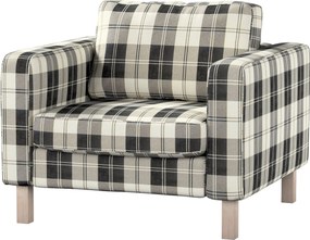 Potah na křeslo IKEA Karlstad, krátký barva černá látka pletený vzor, vzorované