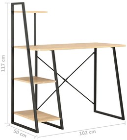 vidaXL Marketos Psací stůl s poličkami černý a dub 102 x 50 x 117 cm