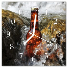 Nástenné skleněné hodiny pivo 30x30 cm
