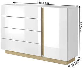 Komoda Cethos D4S (bílá + dub grandson)