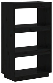 Knihovna / dělicí stěna černá 60 x 35 x 103 cm masivní borovice - Default Title