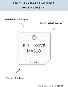 Samolepka na kořenky BYLINKOVÉ MÁSLO průhledná  5 × 5 cm základní písmo