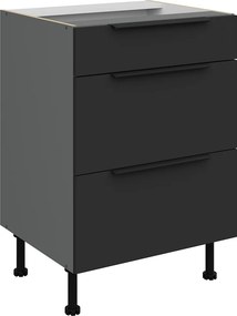 ARIA ab | dolní skříňka 60 D 3S zásuvková | 60 cm | PREMIUM BOX | antracit/černá