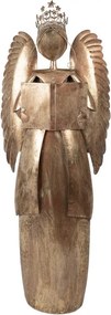 Zlatá antik kovová dekorace anděl v životní velikosti Christmas Angel - 62*25*169 cm