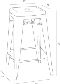 Barová židle PARIS 75cm bílá inspirovaná Tolix