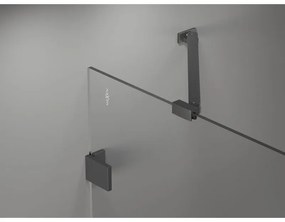 Mexen Lunar, půlkruhový výklopný sprchový kout 100 x 100 cm, 8mm čiré sklo, grafitový profil, 833-100L-100P-95-00