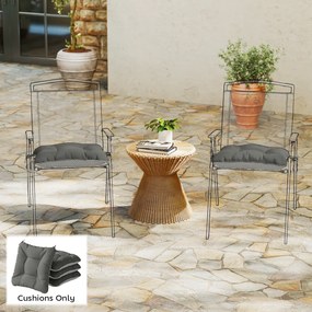 Outsunny sada 4 polštářů na sezení 39,5 x 39,5 x 10 cm Polštář na židli s popruhy, protiskluzová venkovní podložka na sezení v interiéru