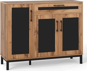 Costway 120 cm bufetová skříň příborník dřevěná velká selská úložná natural
