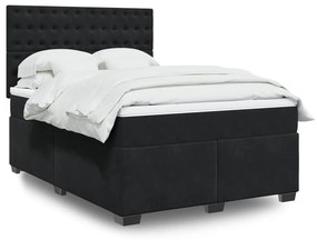 Box spring postel s matrací černá 140x200 cm samet 3290944