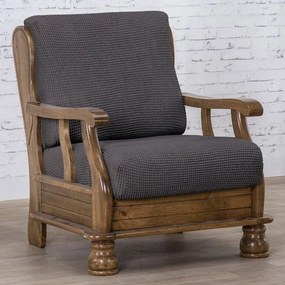 Super strečové potahy NIAGARA antracitová křeslo s dřevěnými rukojeťmi (š. 50 - 80 cm)