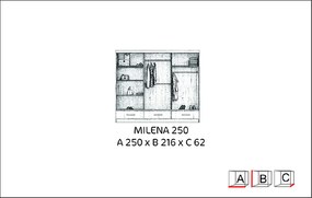 Arkos meble Skříň Milena 250 Barva: Dub sonoma/Černý lesk