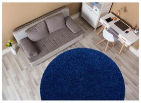Kusový koberec Shaggy Sofia tmavě modrý kruh 120cm 120cm