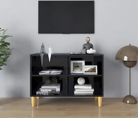 vidaXL TV stolek nohy z masivního dřeva 69,5 x 30 x 50 cm [805925] Barva: černá s vysokým leskem