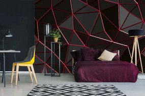 DIMEX | Samolepicí vliesová fototapeta na zeď Futuristický polygonální tvar MA-5-2603 | 375 x 250 cm | červená, černá