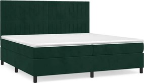 Box spring postel s matrací tmavě zelená 200x200 cm samet 3143166