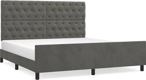 Rám postele bez matrace tmavě šedý 160 x 200 cm samet 3125947