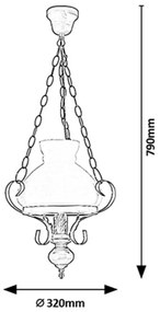 Rabalux PETRONEL závěsný lustr max. 1x60W | E27 | IP20 - tmavé dřevo, černá