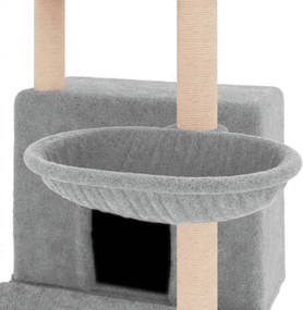 Škrabadlo pro kočky se sisalovými sloupky světle šedé 132 cm 171727