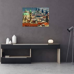 Skleněný obraz - Panorama Prahy (70x50 cm)