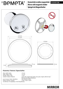 Bemeta Design Kosmetické zrcátko, ø 151 mm, samolepicí -