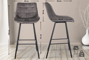 Barová židle Weston samet – šedá