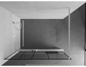 Mexen Kioto+, sprchová zástěna Walk-In s poličkou a věšákem 70 x 200 cm, 8mm čiré sklo černý vzor, ​​bílý profil, 800-070-121-20-78