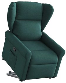 Zvedací polohovací křeslo tmavě zelené textil 3303380