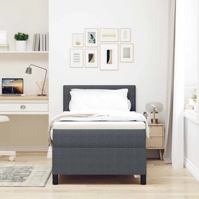 Postel s boxspringem s čelo Tmavě šedá a bílá 100 x 200 cm 3337500